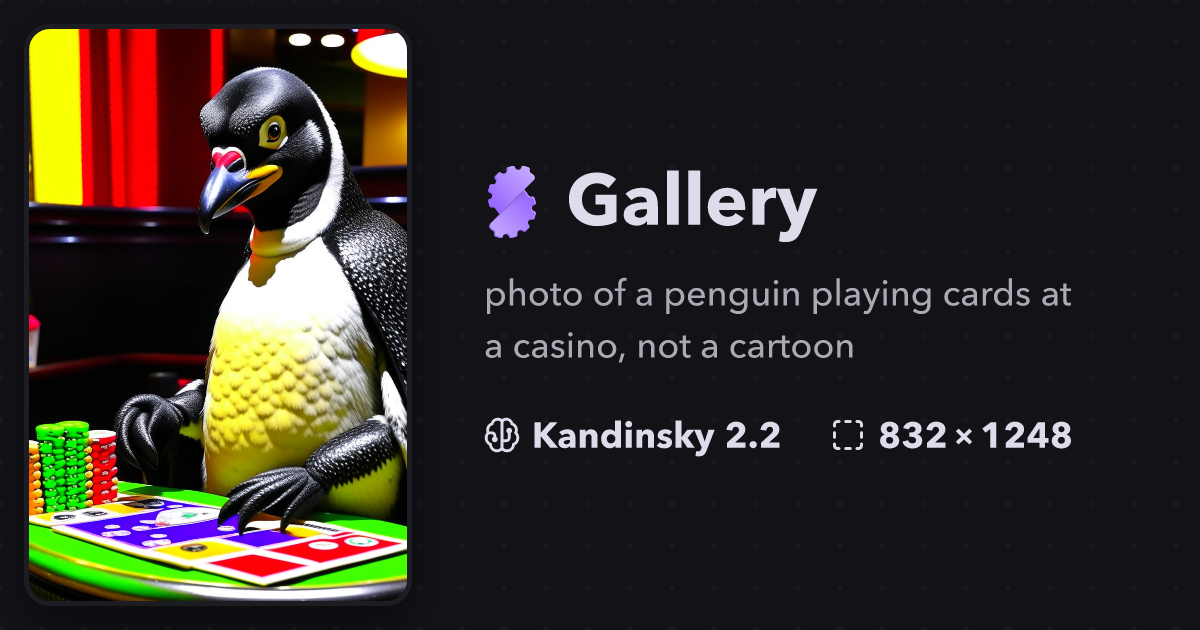 "photo of a penguin playing cards at a..." | Gallery | Stablecog