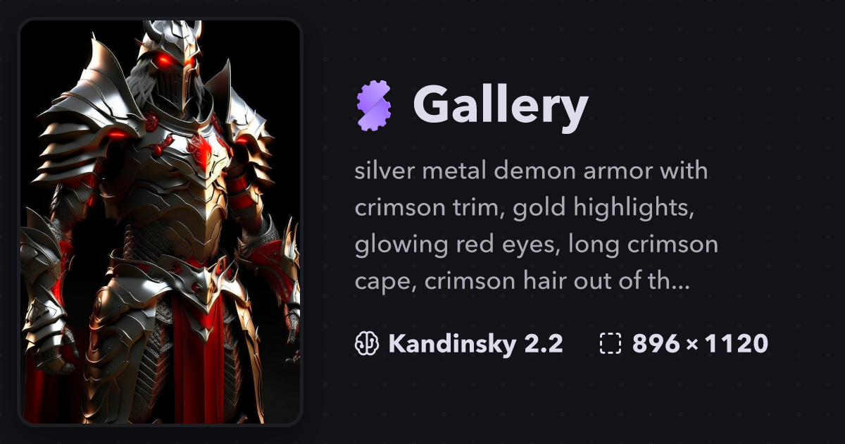 "silver metal demon armor with crimson..." | Gallery | Stablecog
