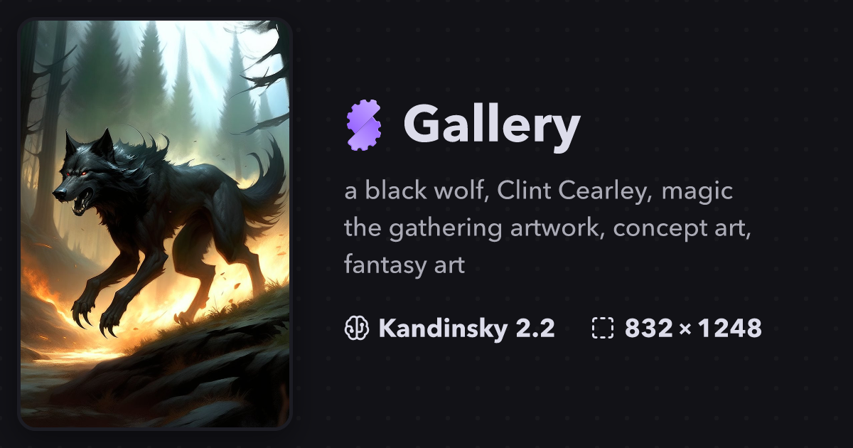 "a black wolf, Clint Cearley, magic th..." | Gallery | Stablecog