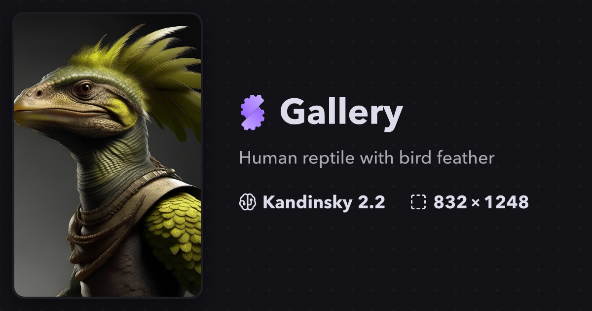 "Human reptile with bird feather" | Gallery | Stablecog