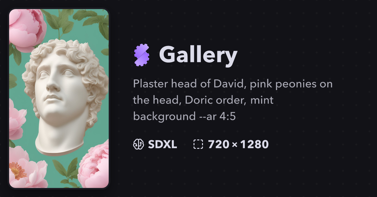 "Plaster head of David, pink peonies o..." | Gallery | Stablecog