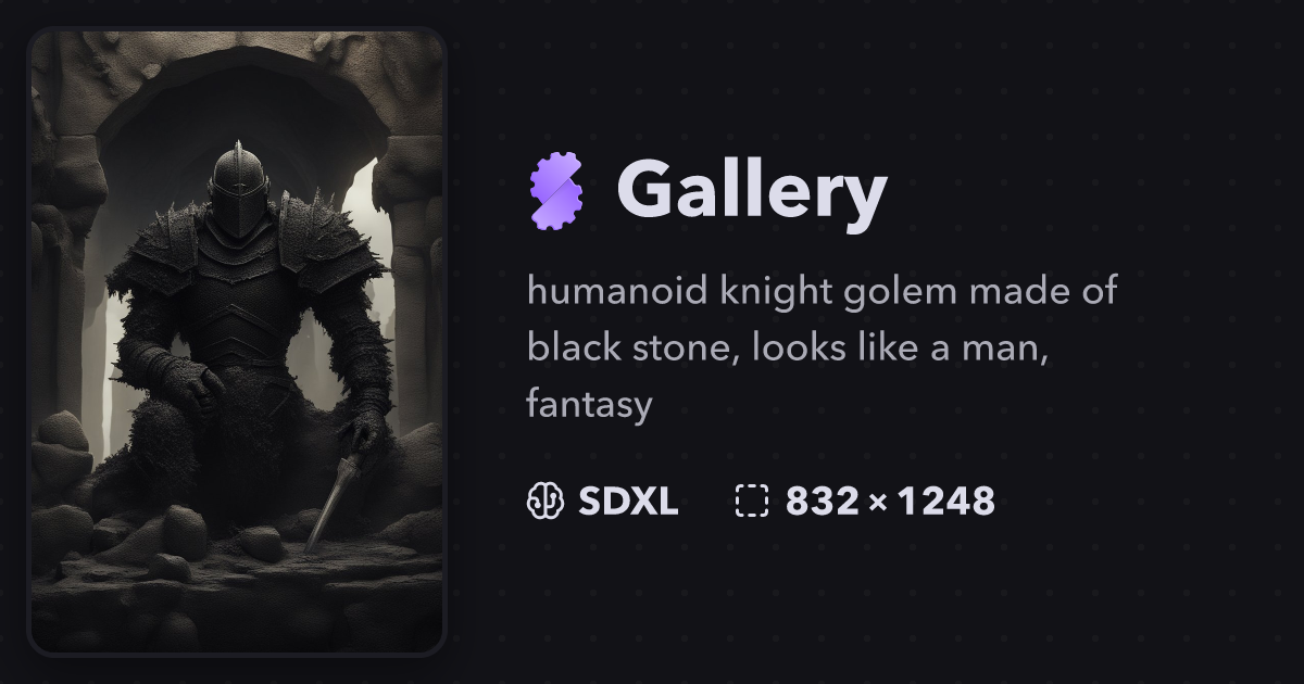 "humanoid knight golem made of black s..." | Gallery | Stablecog