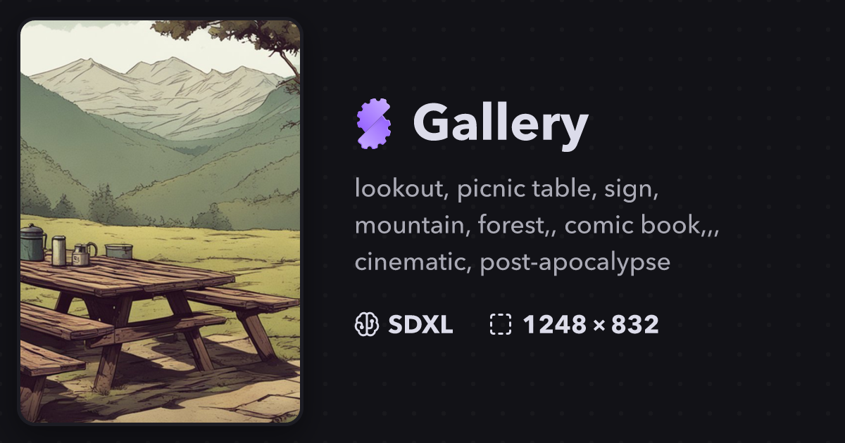 "lookout, picnic table, sign, mountain..." | Gallery | Stablecog