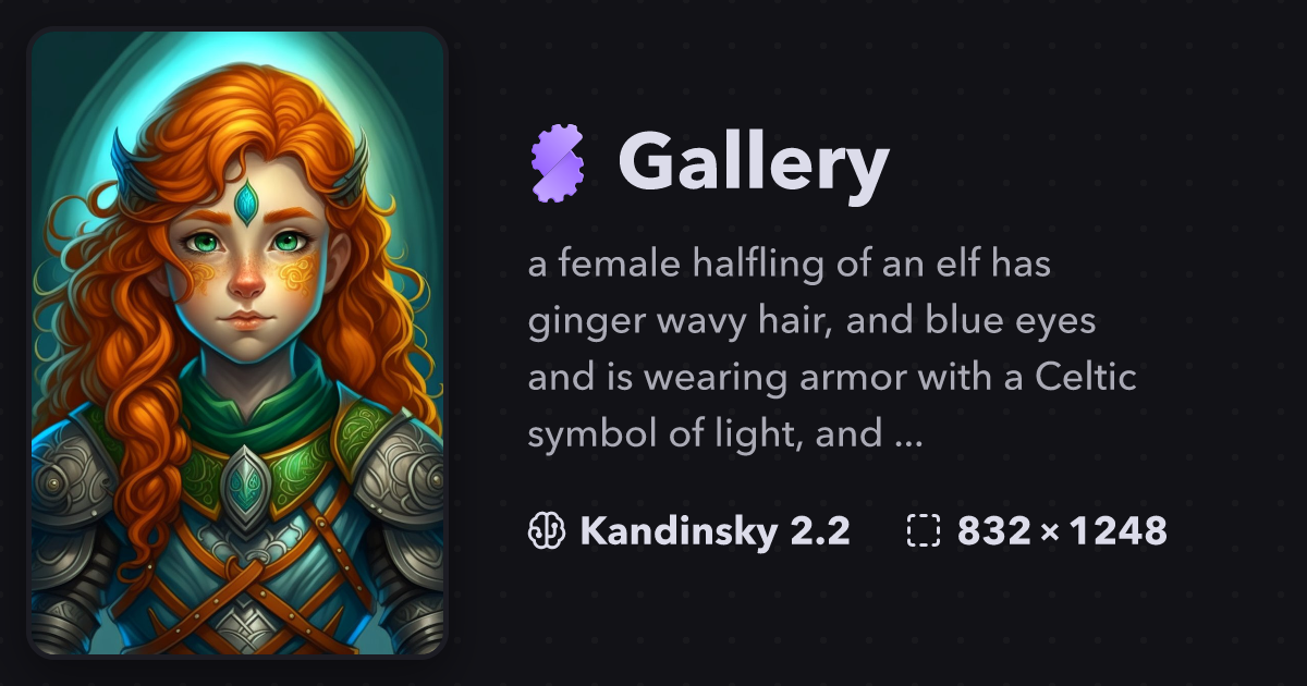 "a female halfling of an elf has ginger w..." | Gallery | Stablecog
