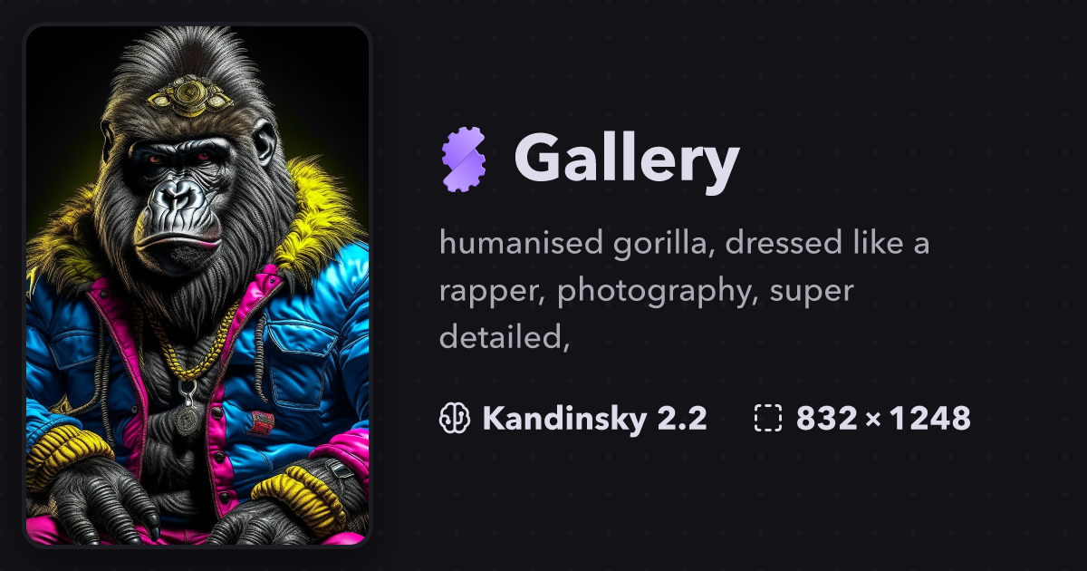 "humanised gorilla, dressed like a rap..." | Gallery | Stablecog