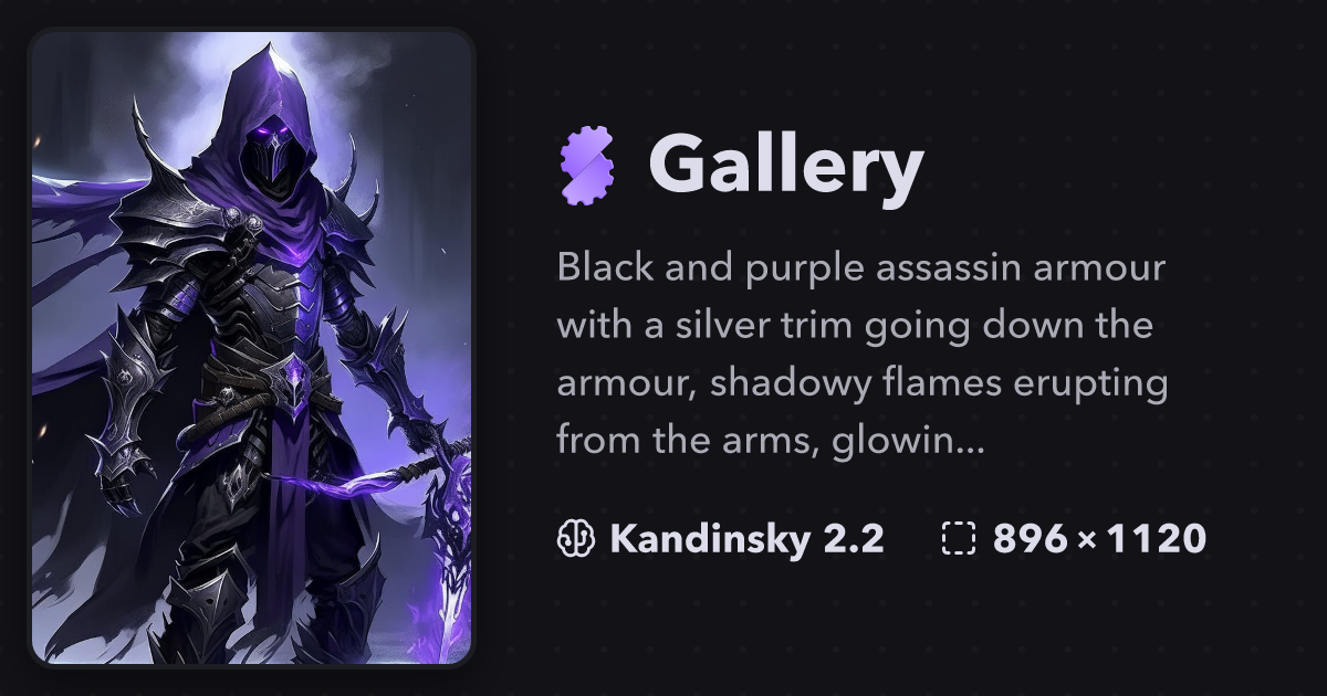 "Black and purple assassin armour with..." | Gallery | Stablecog