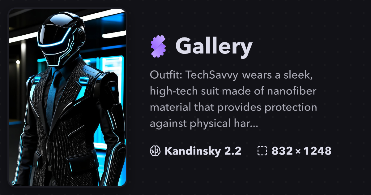 "Outfit: TechSavvy wears a sleek, high..." | Gallery | Stablecog
