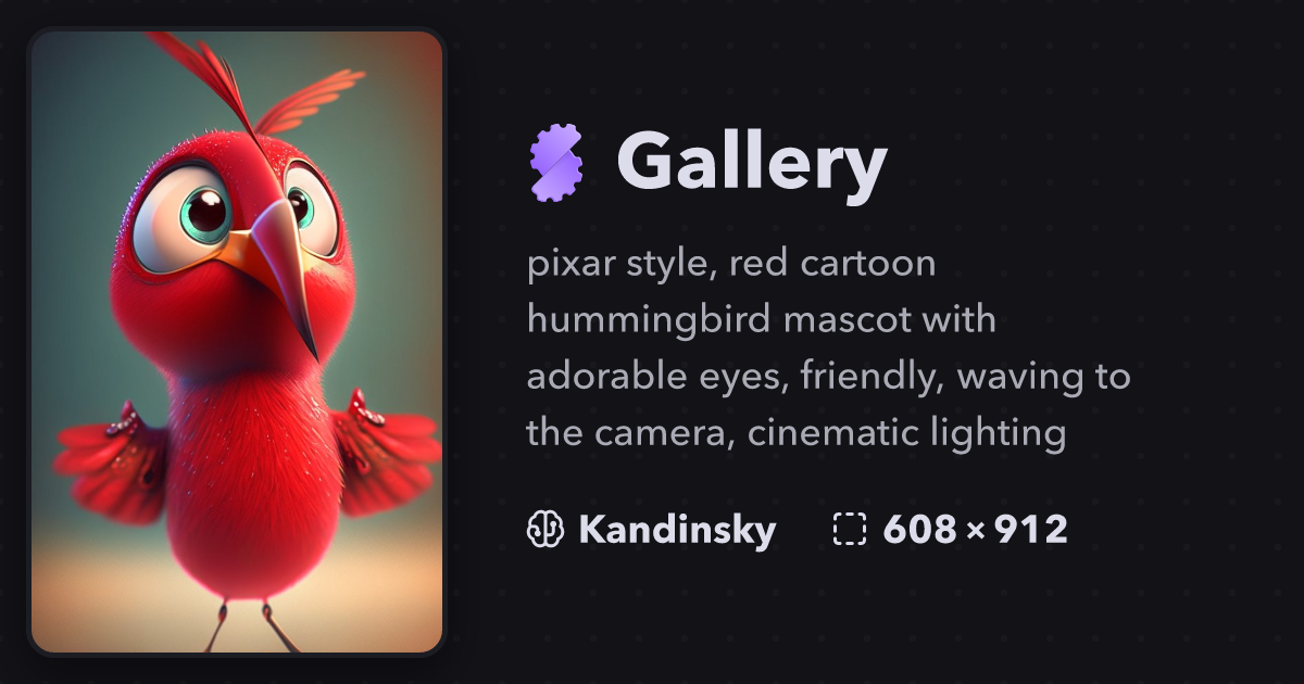 "pixar style, red cartoon hummingbird ..." | Gallery | Stablecog