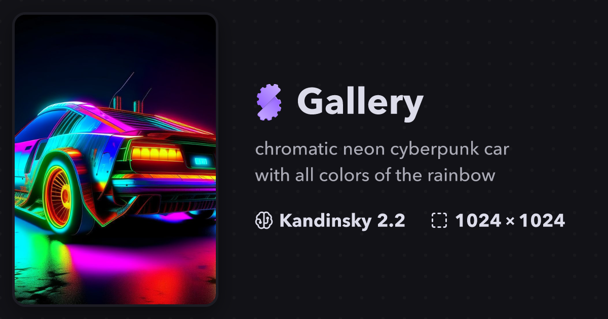 "chromatic neon cyberpunk car with all..." | Gallery | Stablecog