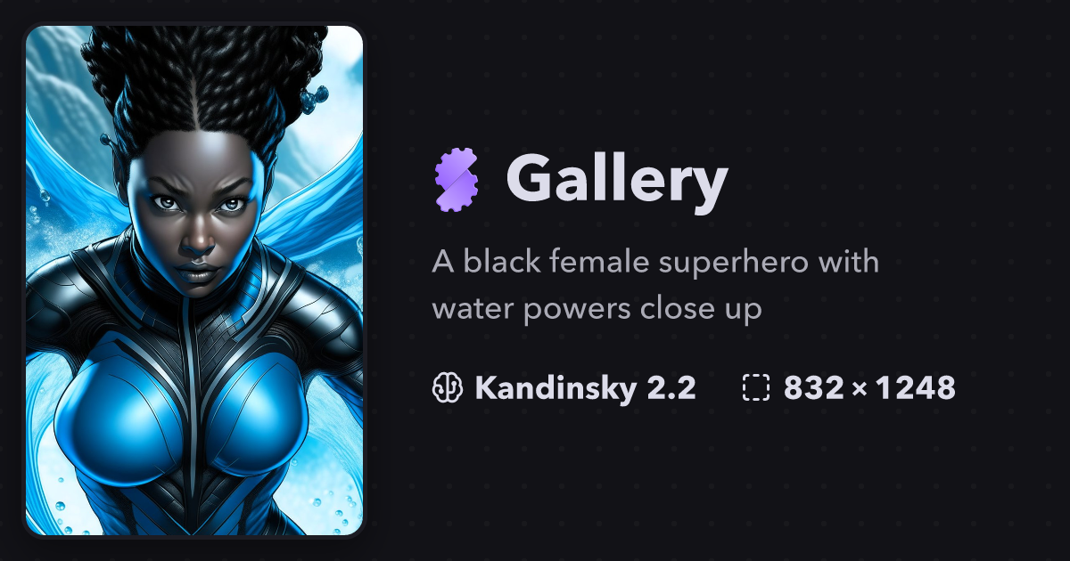 "A black female superhero with water p..." | Gallery | Stablecog