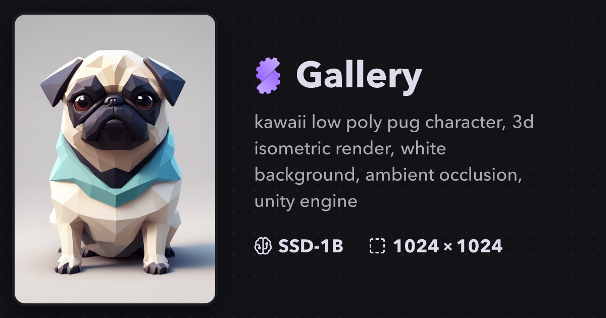 "kawaii low poly pug character, 3d iso..." | Gallery | Stablecog
