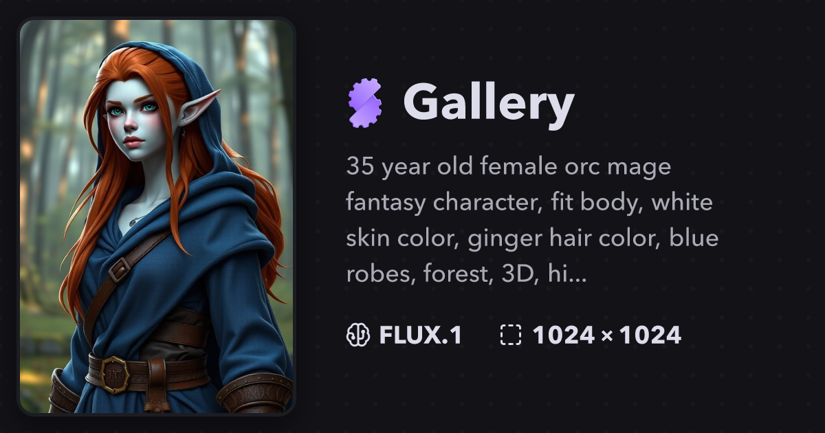 "35 year old female orc mage fantasy c..." | Gallery | Stablecog