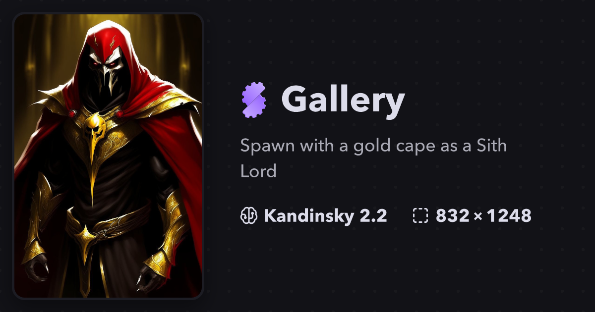 "Spawn with a gold cape as a Sith Lord" | Gallery | Stablecog