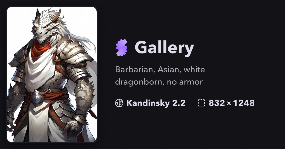 "Barbarian, Asian, white dragonborn, n..." | Gallery | Stablecog