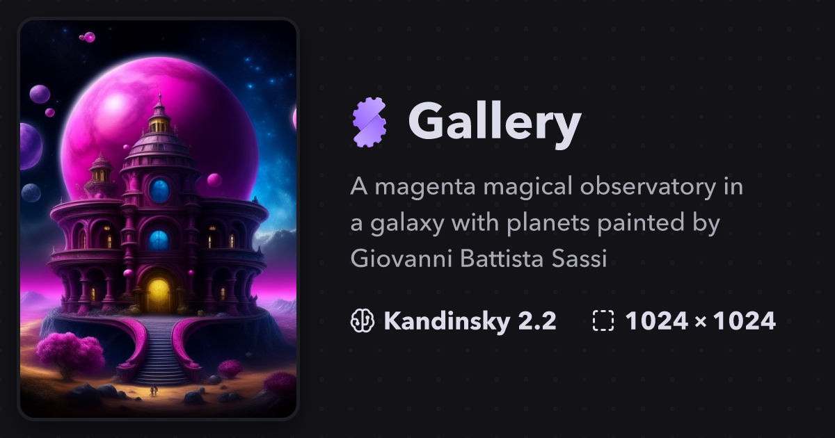"A magenta magical observatory in a ga..." | Gallery | Stablecog