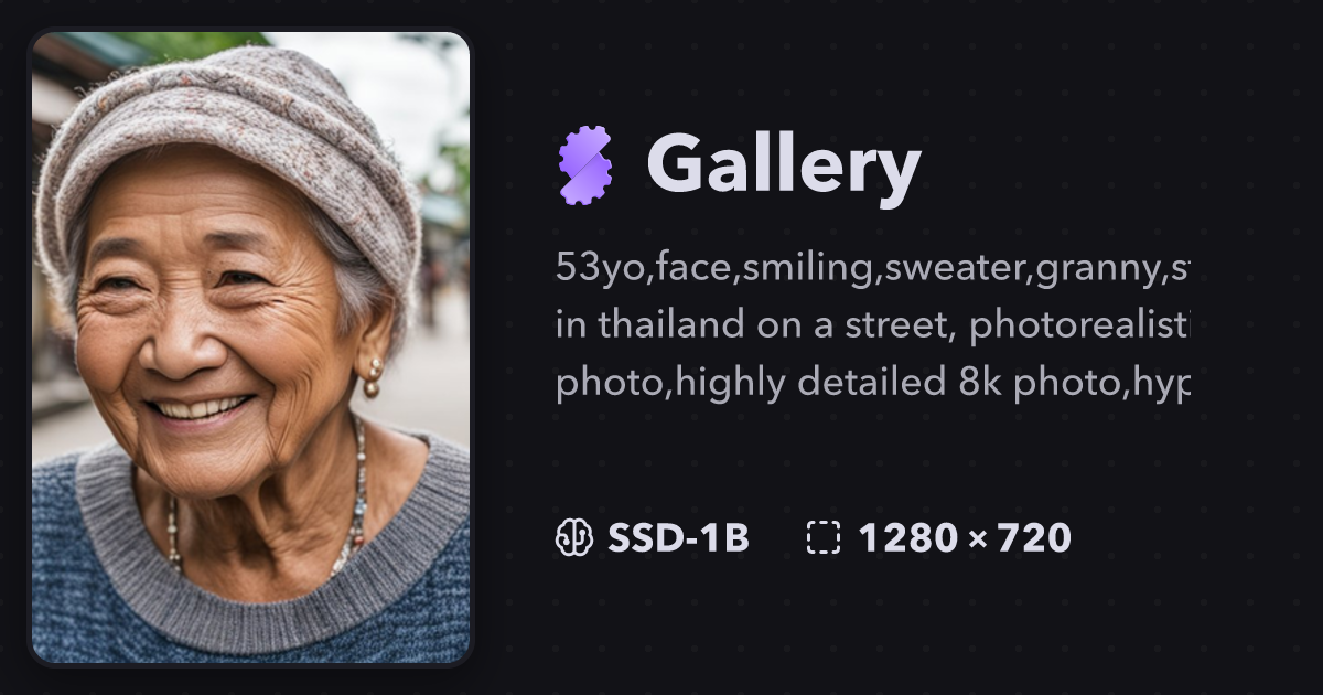 "53yo,face,smiling,sweater,granny,stan..." | Gallery | Stablecog