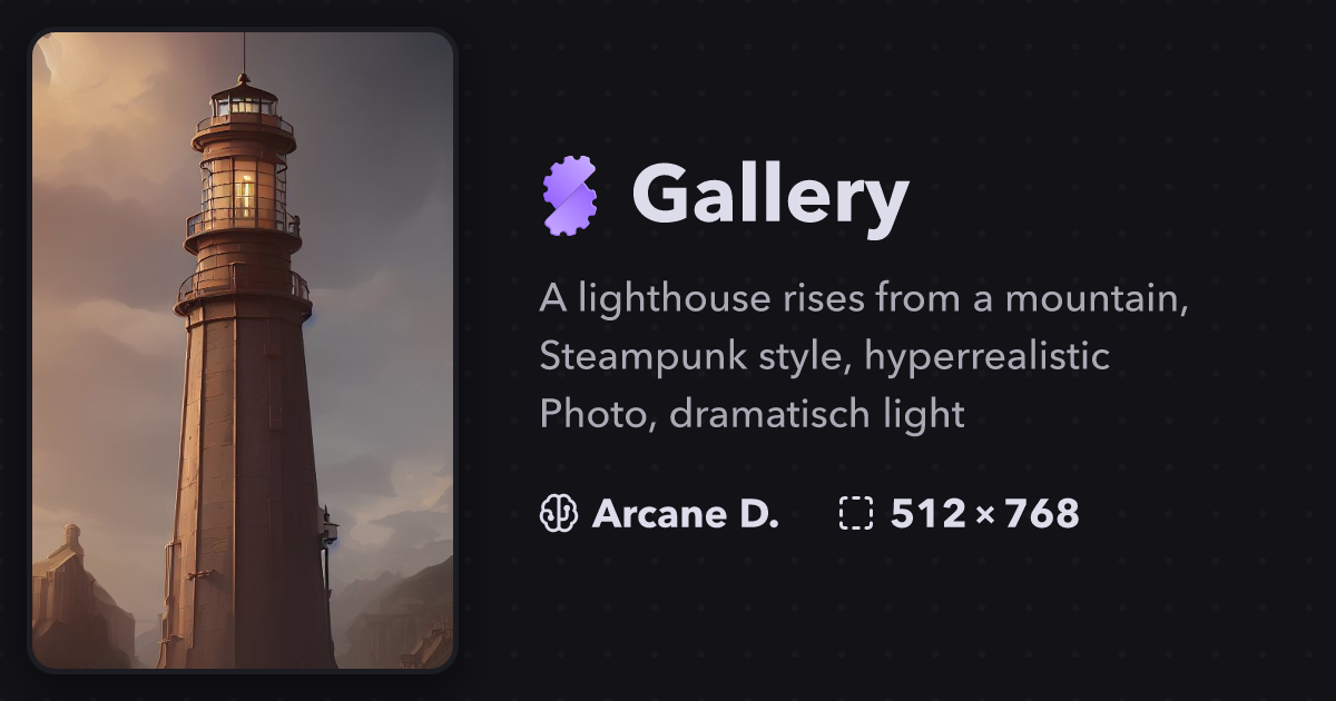 "A lighthouse rises from a mountain, S..." | Gallery | Stablecog