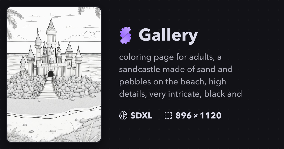 "coloring page for adults, a sandcastl..." | Gallery | Stablecog