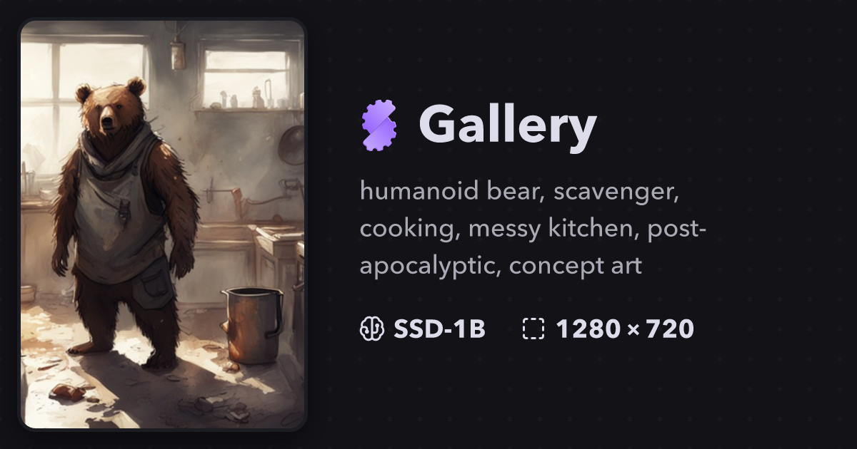 "humanoid bear, scavenger, cooking, me..." | Gallery | Stablecog