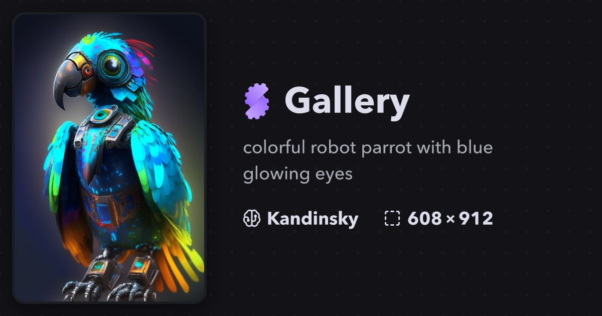 "colorful robot parrot with blue glowi..." | Gallery | Stablecog