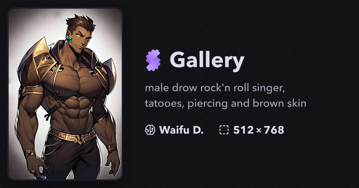 "male drow rock'n roll singer, tatooes..." | Gallery | Stablecog