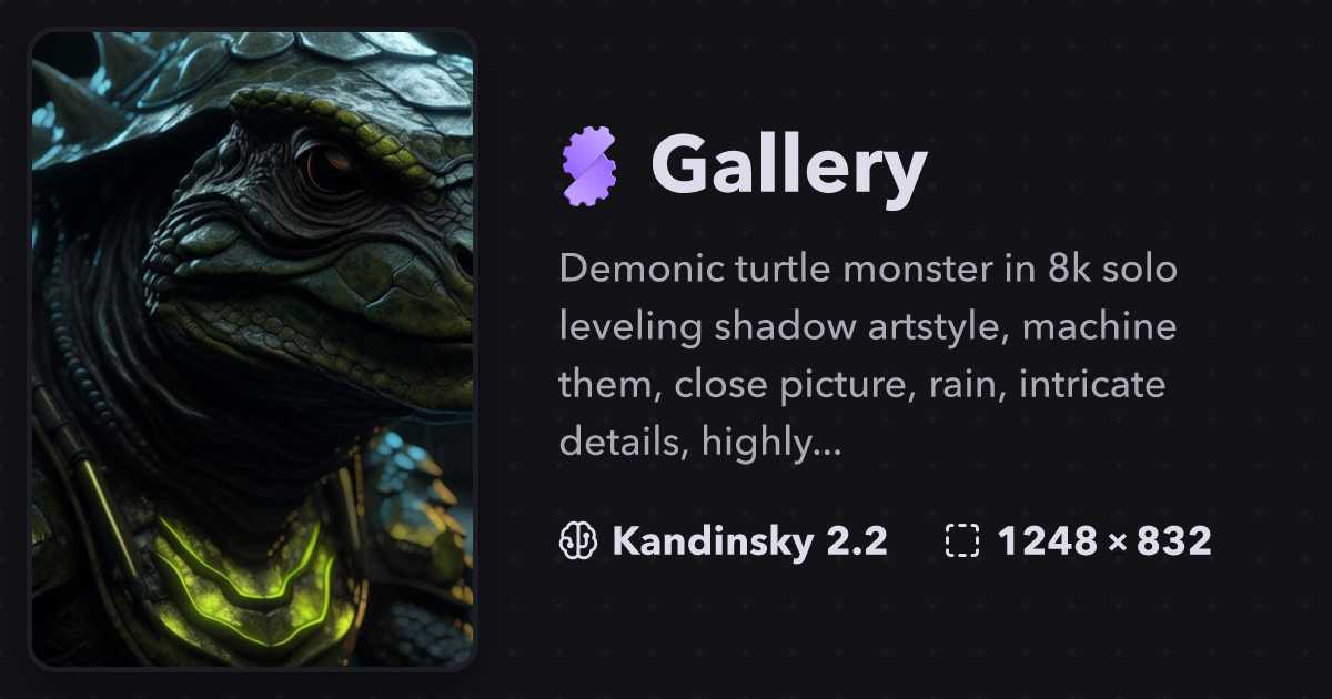 "Demonic turtle monster in 8k solo lev..." | Gallery | Stablecog