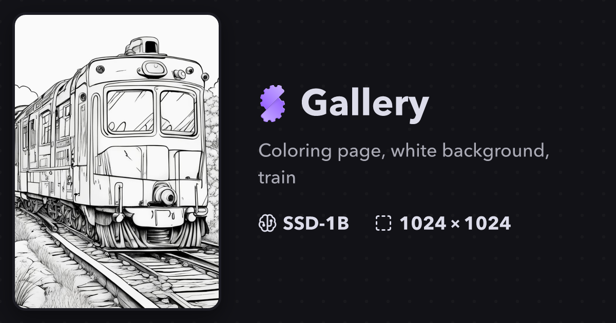 "Coloring page, white background, train" | Gallery | Stablecog