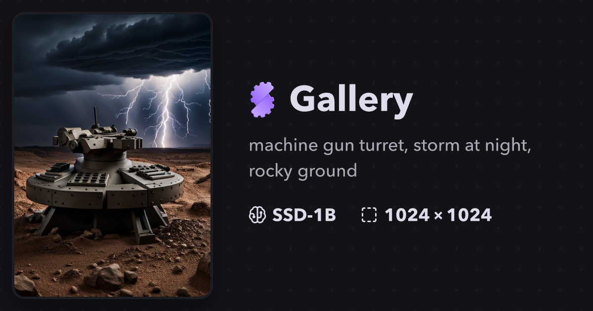 "machine gun turret, storm at night, rock..." | Gallery | Stablecog