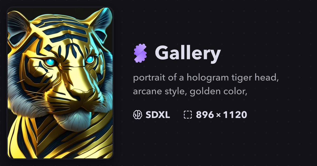"portrait of a hologram tiger head, arcan..." | Gallery | Stablecog