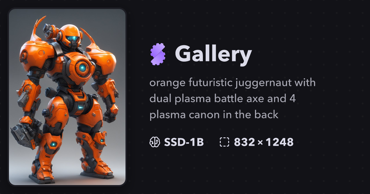 Orange futuristic juggernaut with dual plasma batt... | Gallery