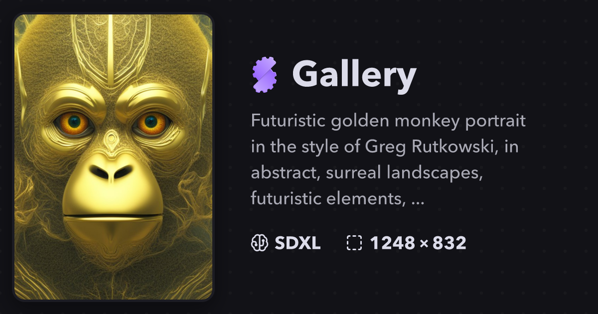 "Futuristic golden monkey portrait in ..." | Gallery | Stablecog