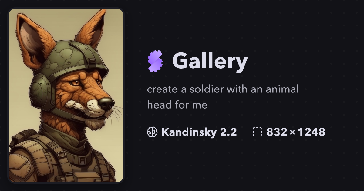 "create a soldier with an animal head ..." | Gallery | Stablecog