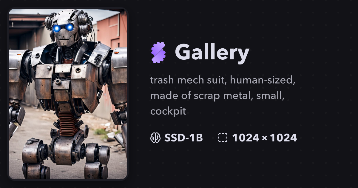 Trash mech suit, human-sized, made of scrap metal,... | Gallery