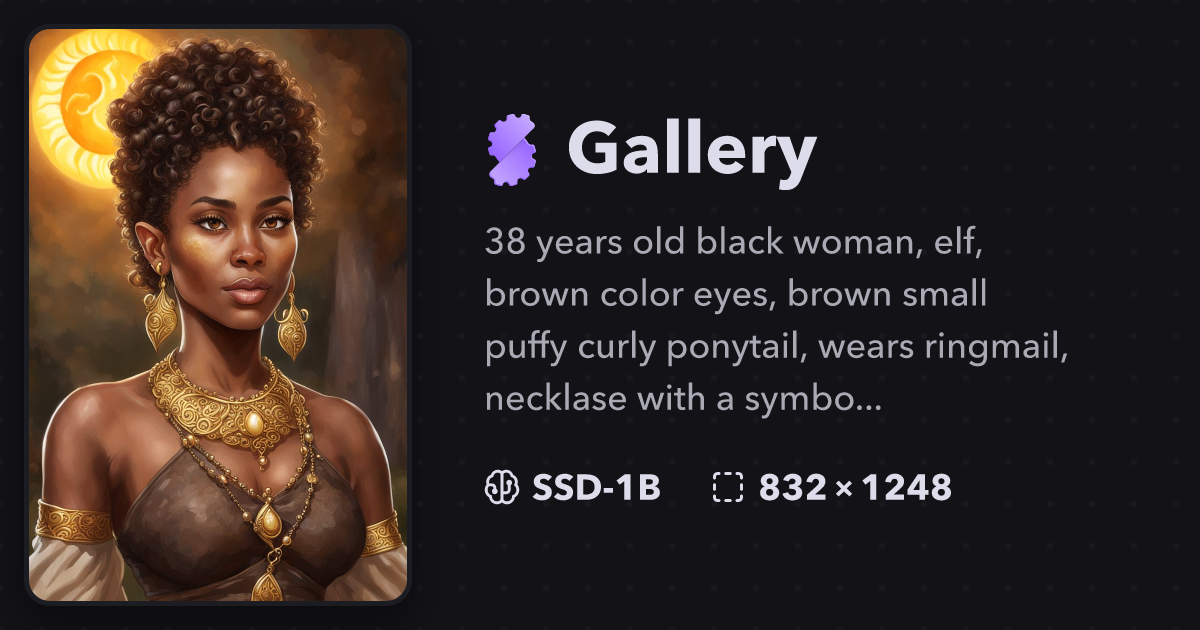 "38 years old black woman, elf, brown ..." | Gallery | Stablecog