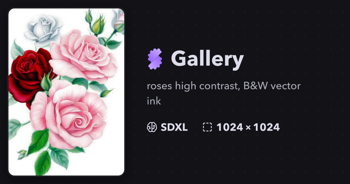 "roses high contrast, B&W vector ink" | Gallery | Stablecog