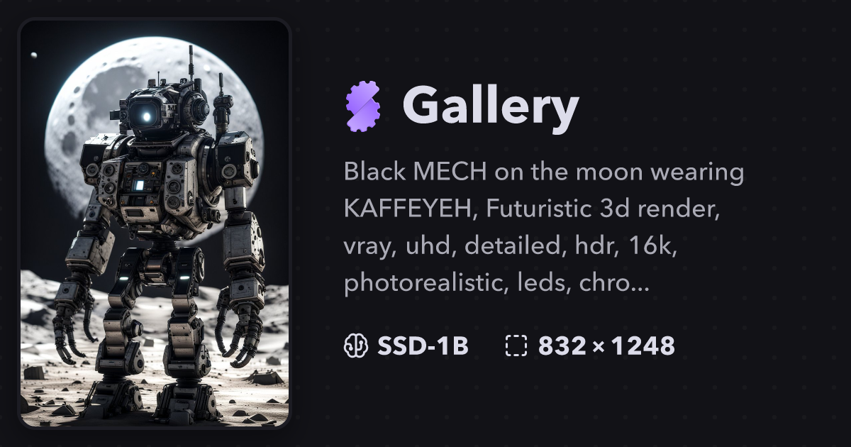 "Black MECH on the moon wearing KAFFEY..." | Gallery | Stablecog