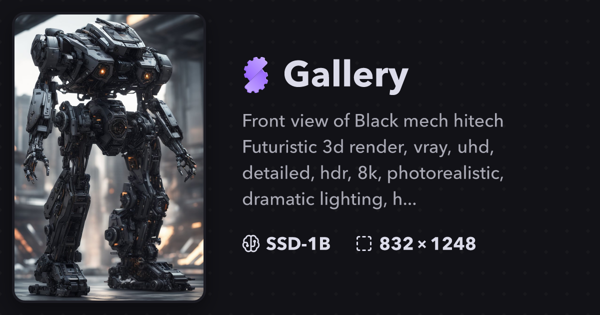 "Front view of Black mech hitech Futur..." | Gallery | Stablecog