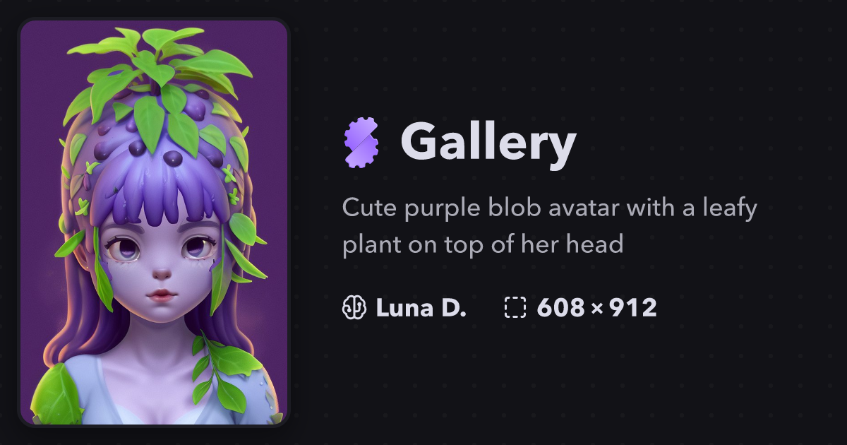 "Cute purple blob avatar with a leafy ..." | Gallery | Stablecog
