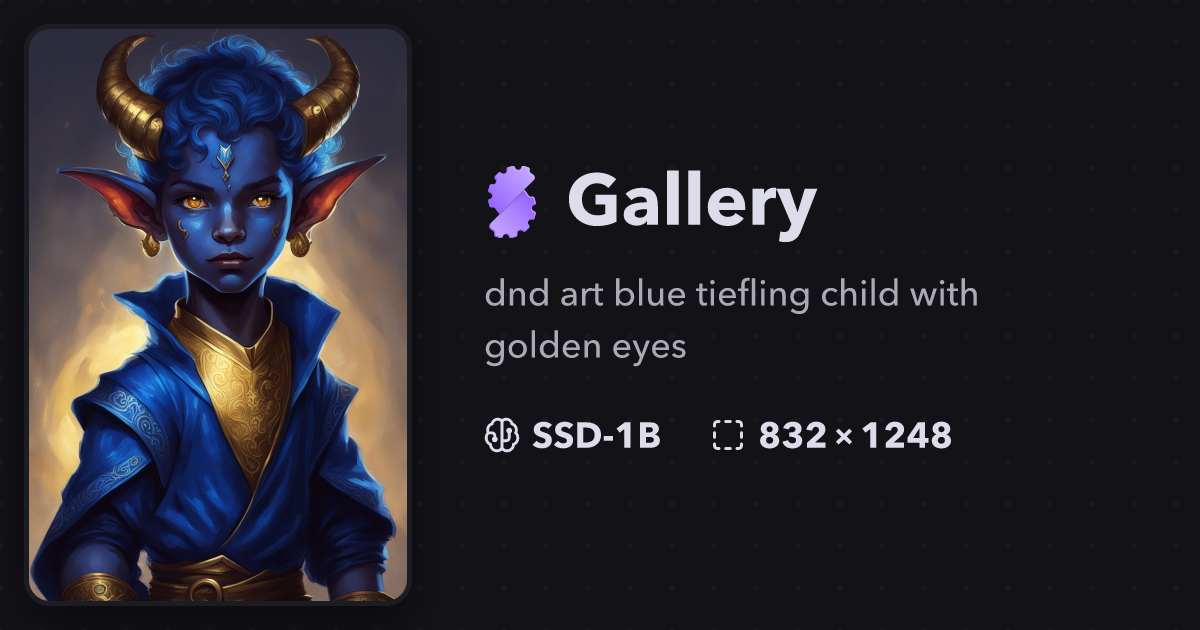 "dnd art blue tiefling child with gold..." | Gallery | Stablecog
