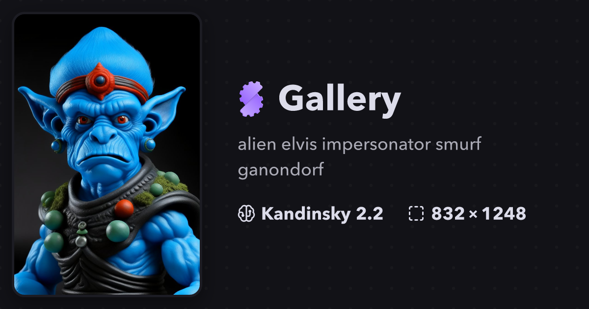 "alien elvis impersonator smurf ganondorf" | Gallery | Stablecog