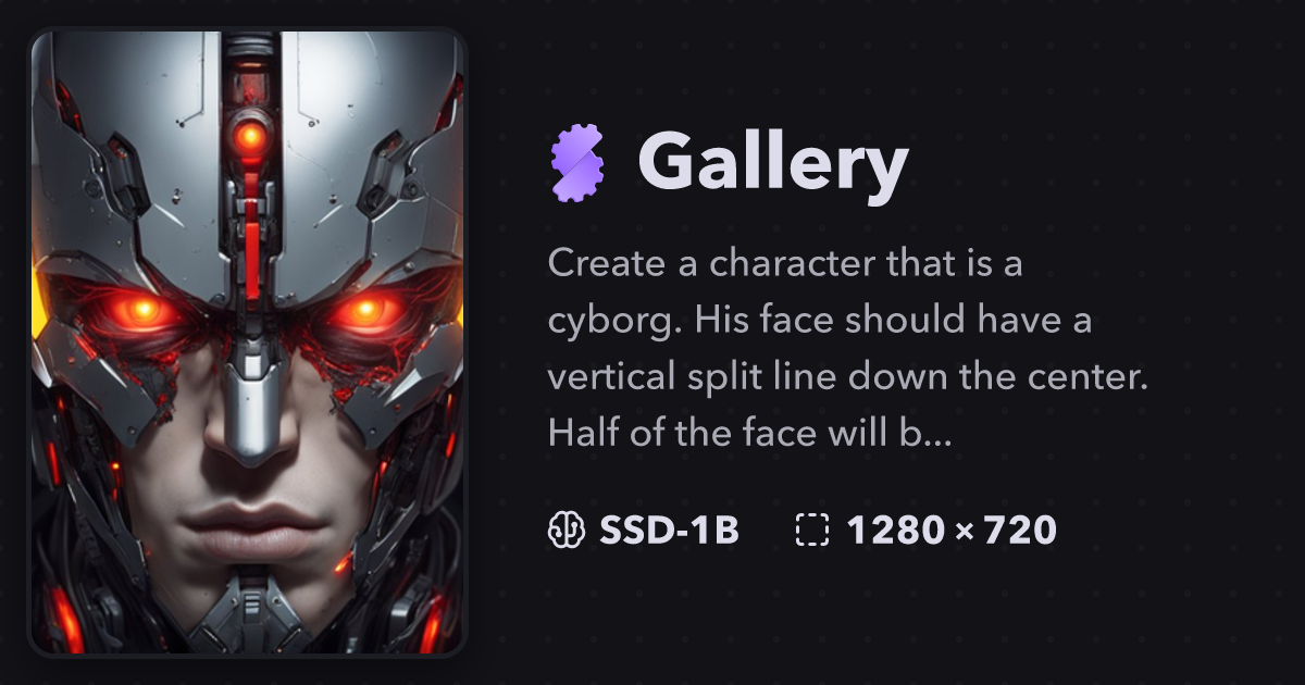 "Create a character that is a cyborg. ..." | Gallery | Stablecog