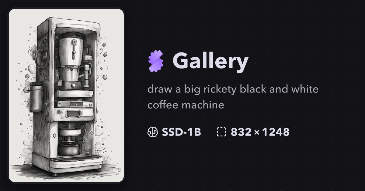 "draw a big rickety black and white coffe..." | Gallery | Stablecog