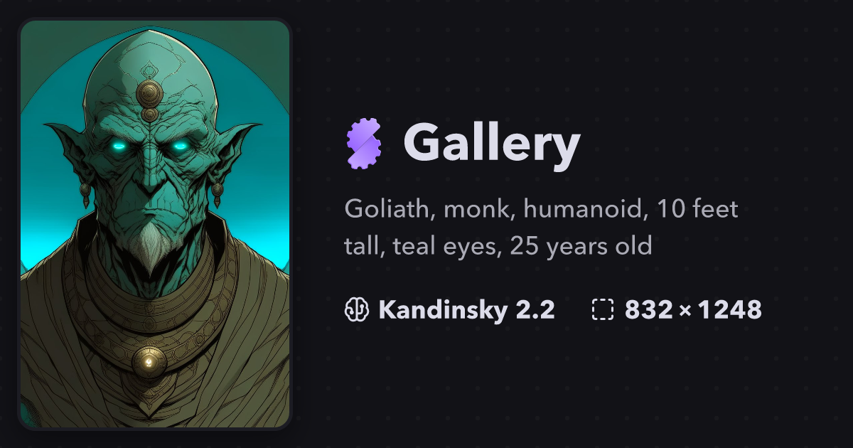 "Goliath, monk, humanoid, 10 feet tall..." | Gallery | Stablecog