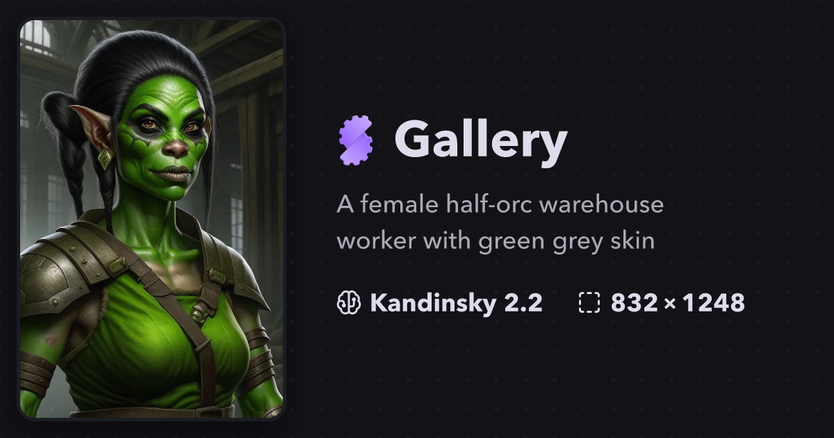 "A female half-orc warehouse worker wi..." | Gallery | Stablecog