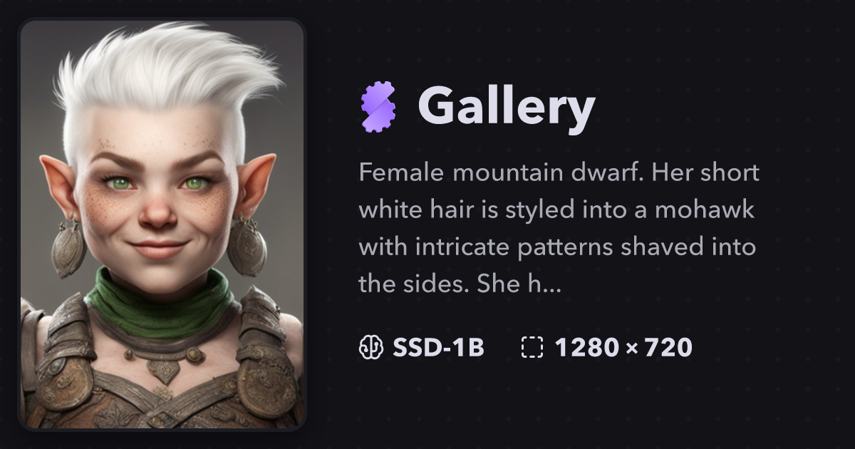 "Female mountain dwarf. Her short whit..." | Gallery | Stablecog
