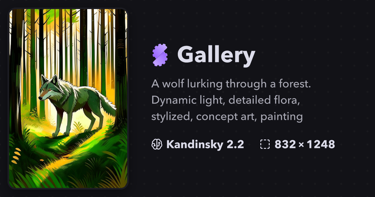 "A wolf lurking through a forest. Dynamic..." | Gallery | Stablecog