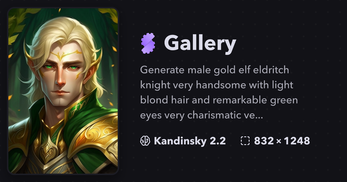 "Generate male gold elf eldritch knigh..." | Gallery | Stablecog