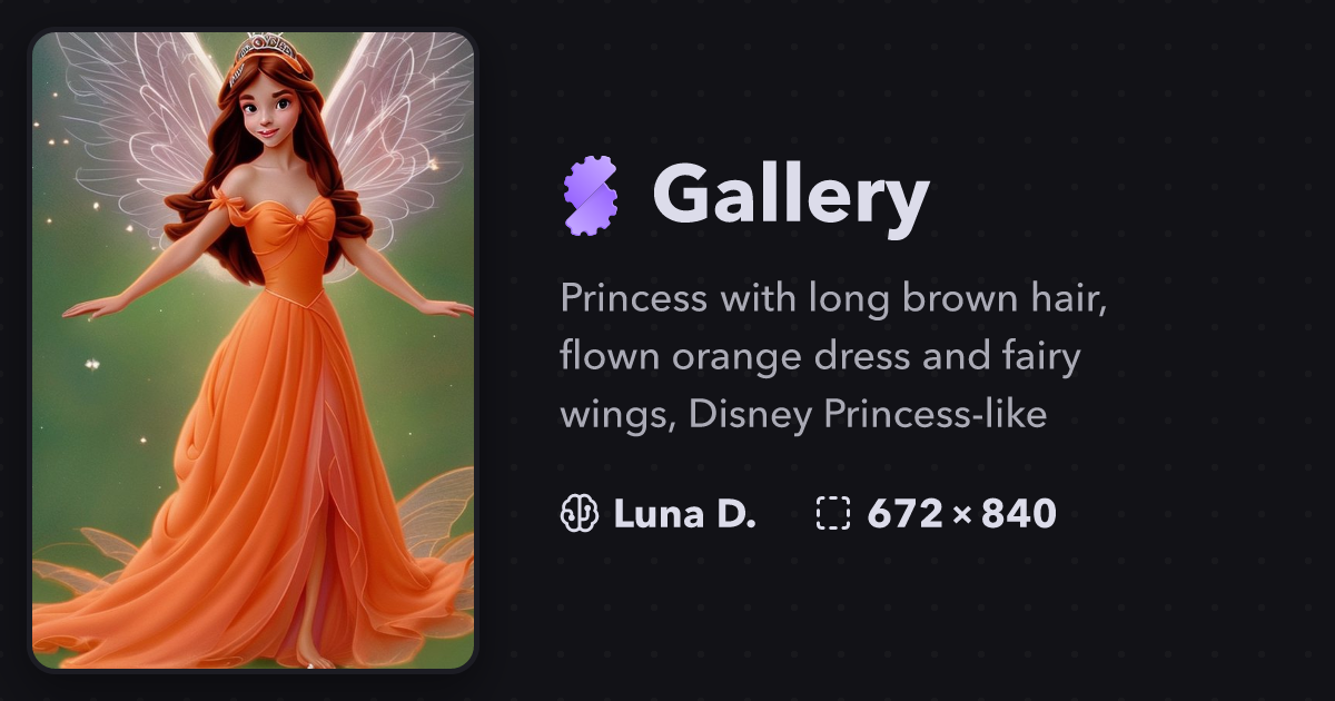 "Princess with long brown hair, flown ..." | Gallery | Stablecog