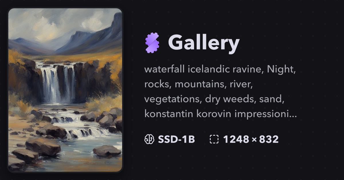 "waterfall icelandic ravine, Night, rocks..." | Gallery | Stablecog