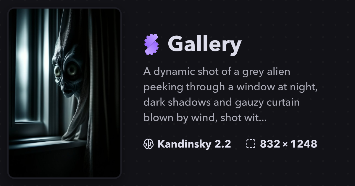 A dynamic shot of a grey alien peeking through a w... | Gallery